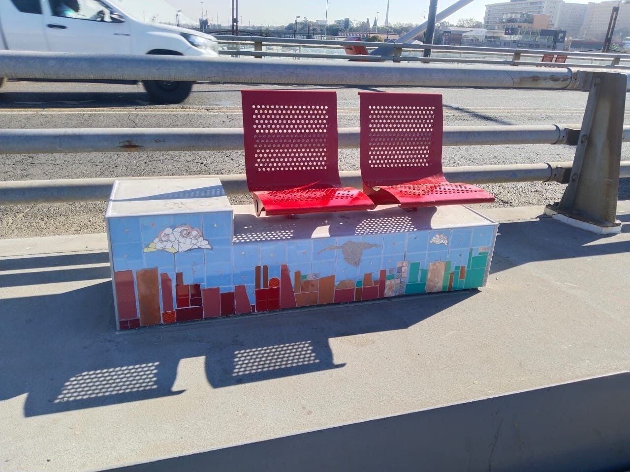 Take a seat: Artist benches on Joburg's landmark Nelson Mandela Bridge